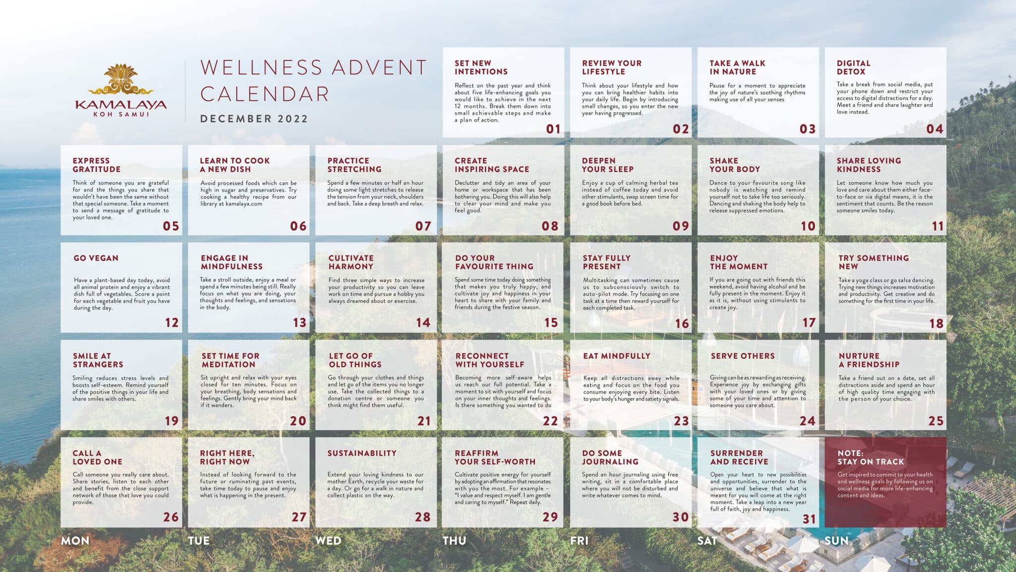 Wellness Advent Calendar at Kamalaya | Road to wellness